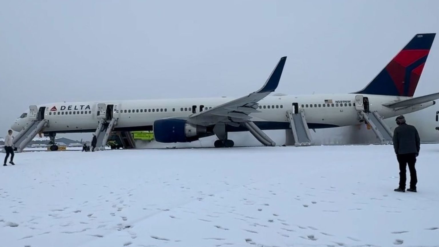 Delta Passengers Evacuate via Emergency Slides After Engine Trouble ...